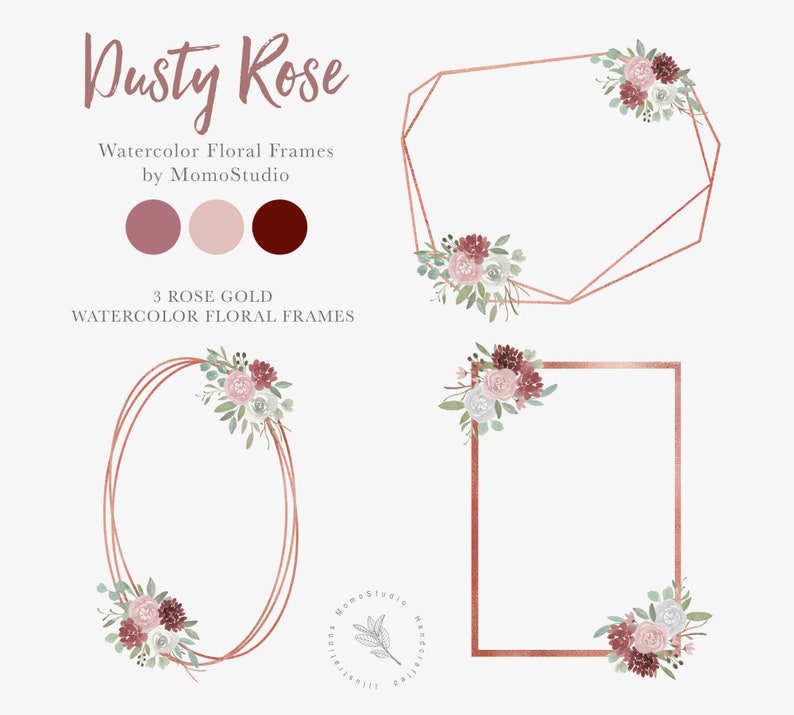 Dusty Rose Burgundy Watercolor Floral Frames Clipart Fall | Etsy Dusty Rose Burgundy Watercolor Floral Frames Clipart Fall | Etsy