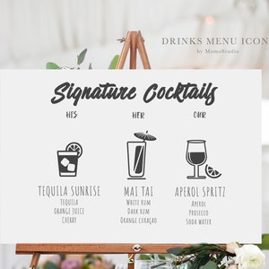 Drinks Menu Icons SVG EPS PNG Jpg Beer, Cappuccino, Champagne, Cocktail ...