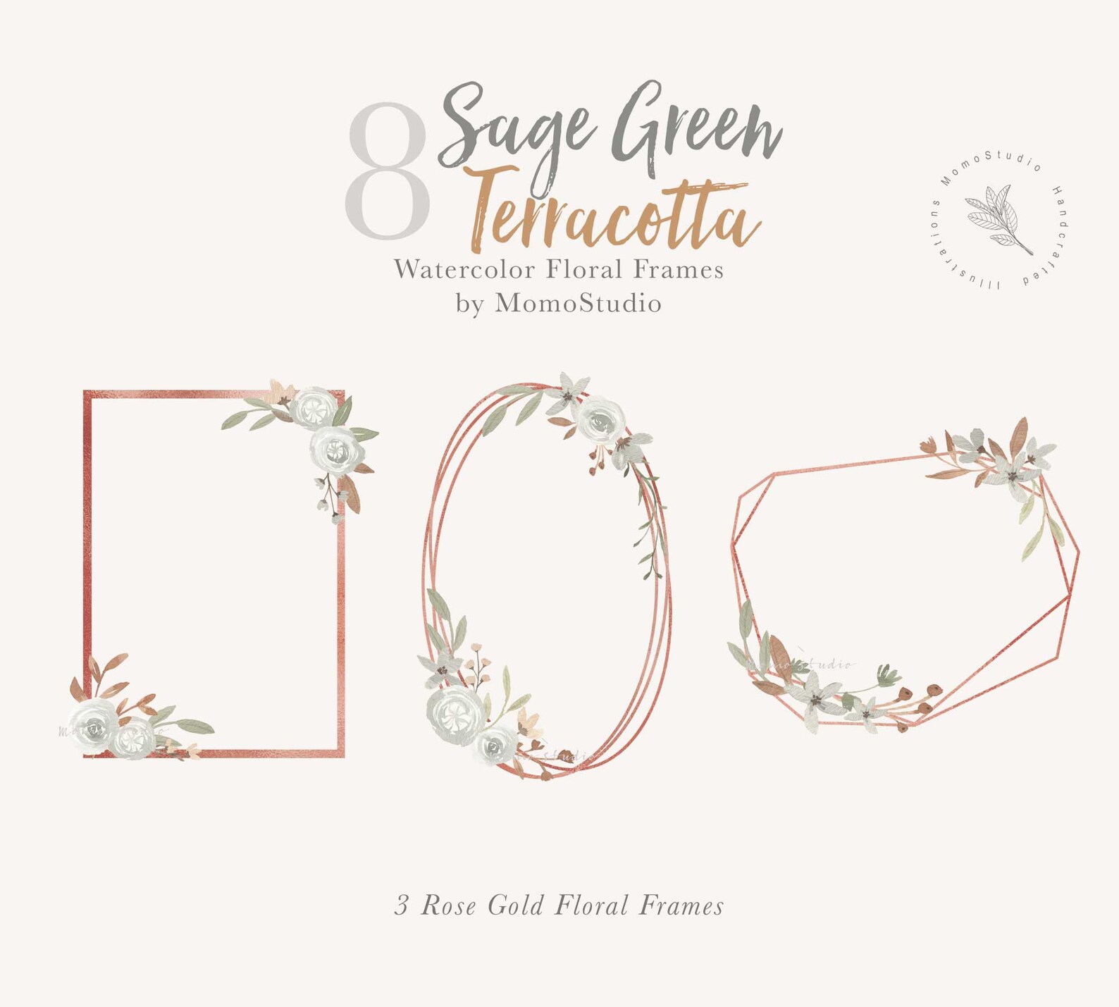 Watercolor Sage Green Frames: Sage Green Terracota Greenery - Etsy