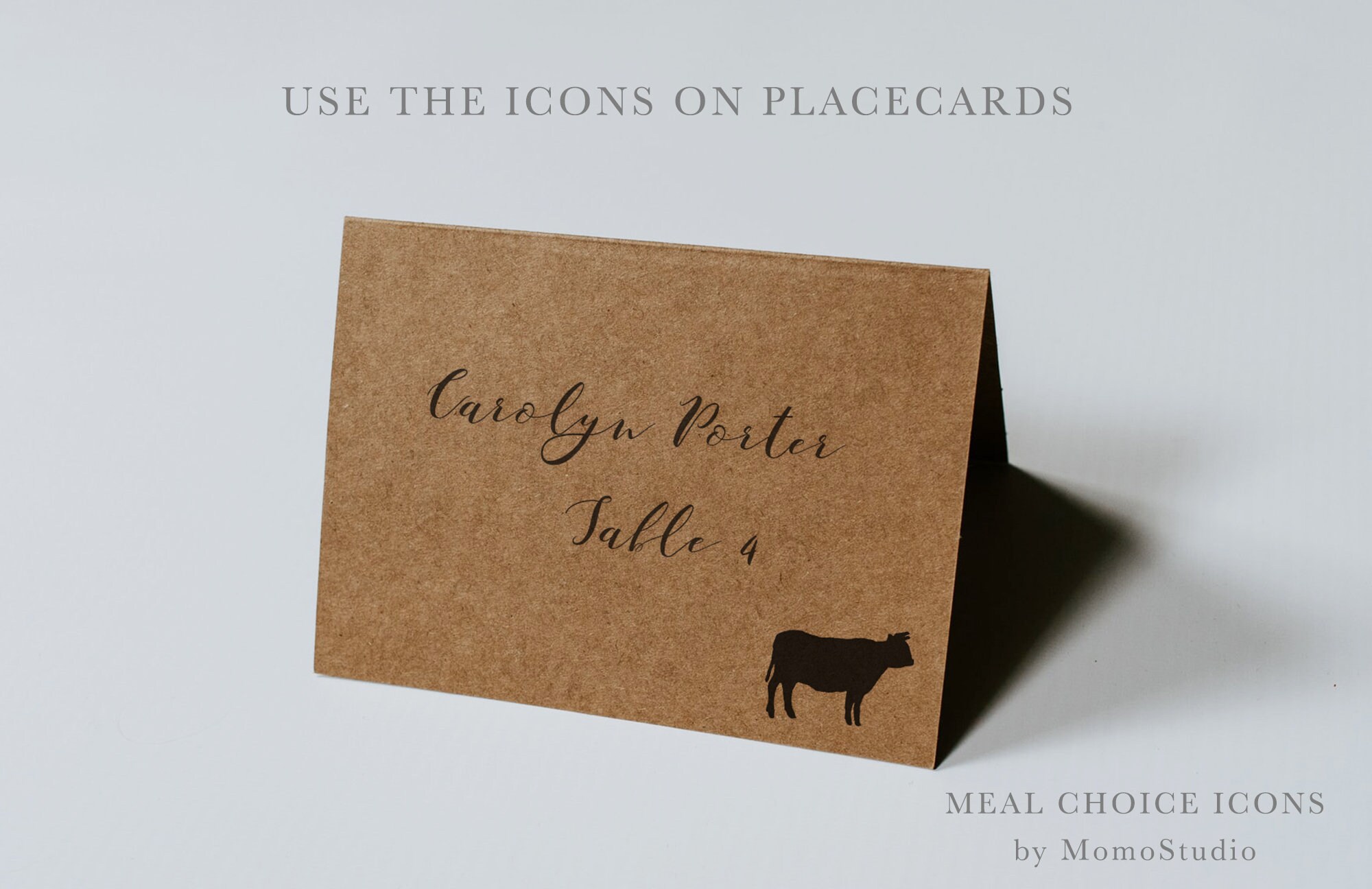 MEAL CHOICE Icons for RSVP Card, Place Card Beef, Vegetarian, Fish ...