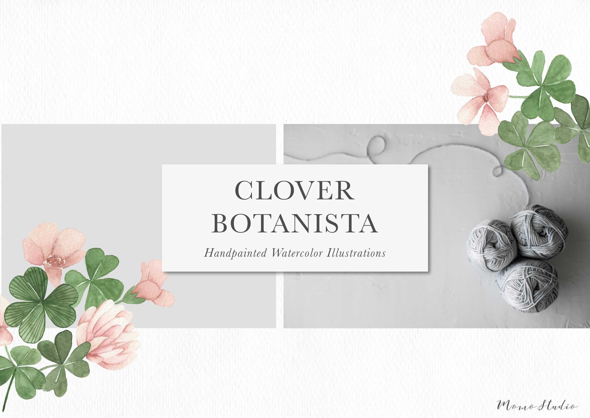 Watercolor CLOVER Leaf Bouquet Botanical Floral Arrangements Shamrock ...