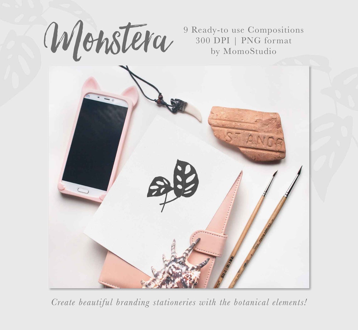 Watercolor MONSTERA Floral Frames Hand Painted Botanical | Etsy