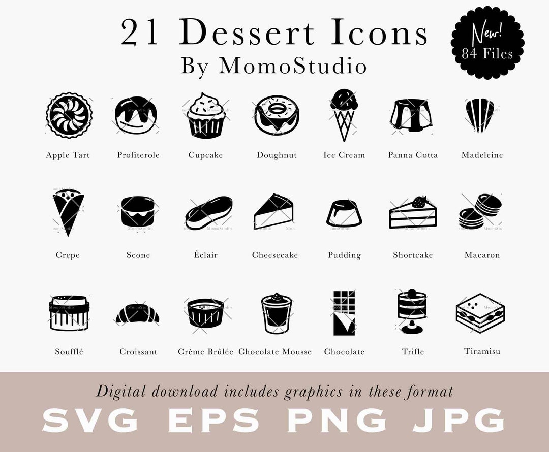 Dessert Icons Bakery Menu Food Clipart Cakes Pastries Patisserie ...