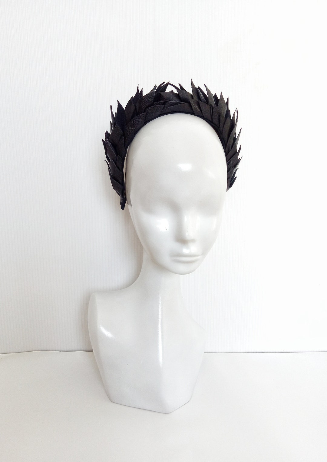 Black Leather Crown in Gothic Style/ Black Tiara/ Witch Crown/ Black ...