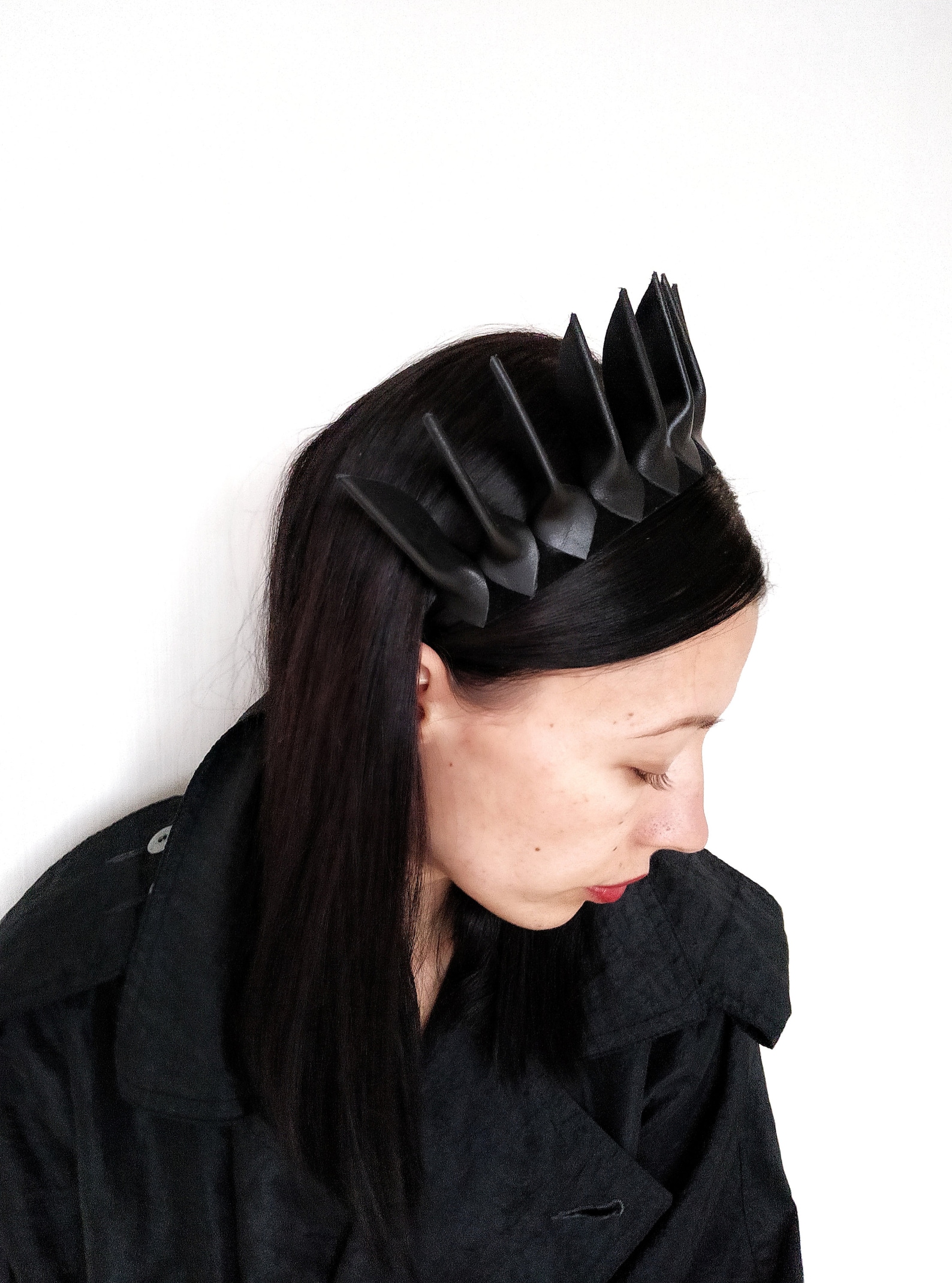 Leather Black Crown in Gothic Style/ King Crown / Medieval - Etsy