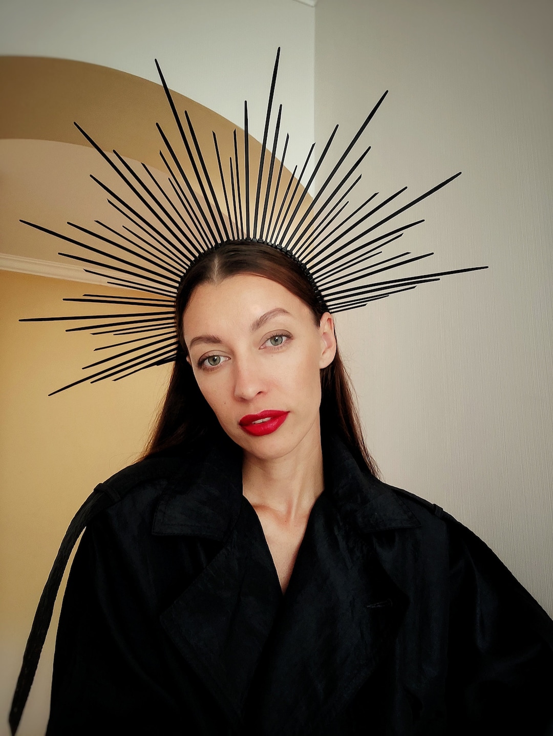 Black Crown/ Gothic Halo Crown/ Dark Fairy Headpiece/ Spike Crown ...