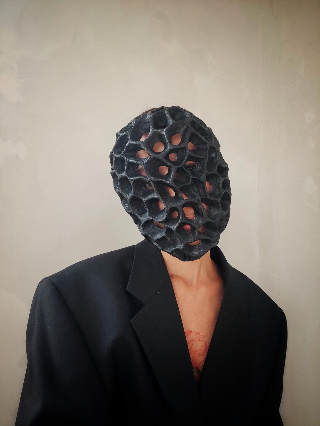 Black Mask in Gothic Style With Holes/ Papier Mache Mask/blind Mask ...