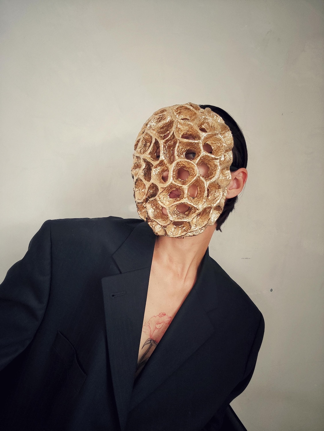 Golden Mask in Gothic Style With Holes/ Papier Mache Mask/blind Mask ...