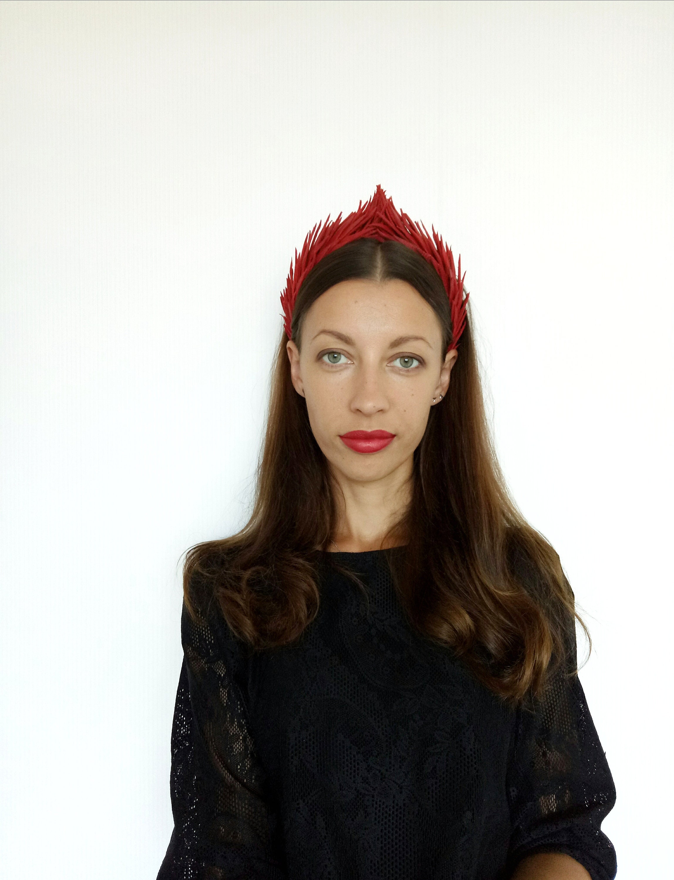 Red Headband Leather in Gothic Style/leather Crown - Etsy
