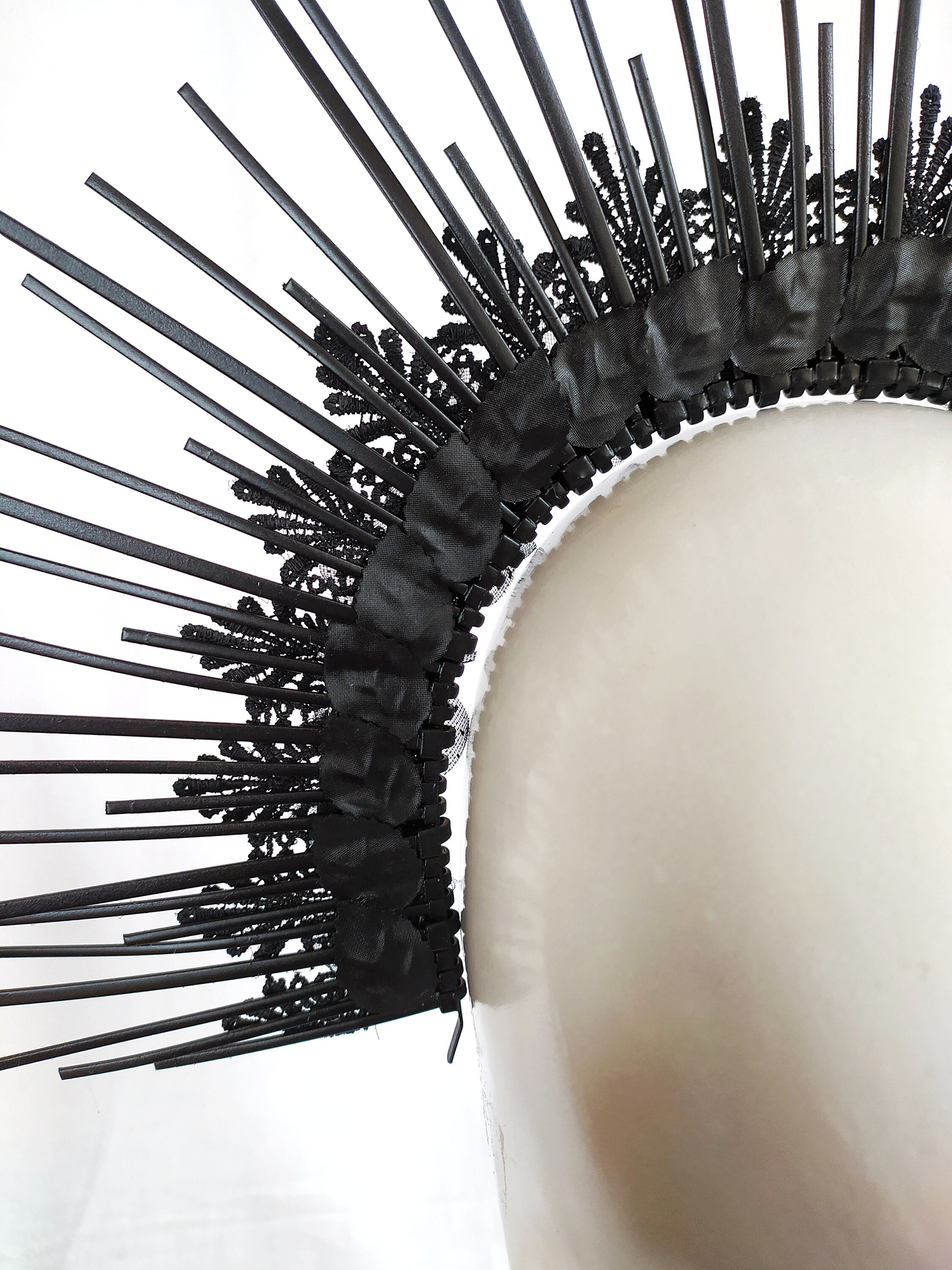 Gothic Crown Witch Crown Halloween Headband Black Halo Headpiece Black ...
