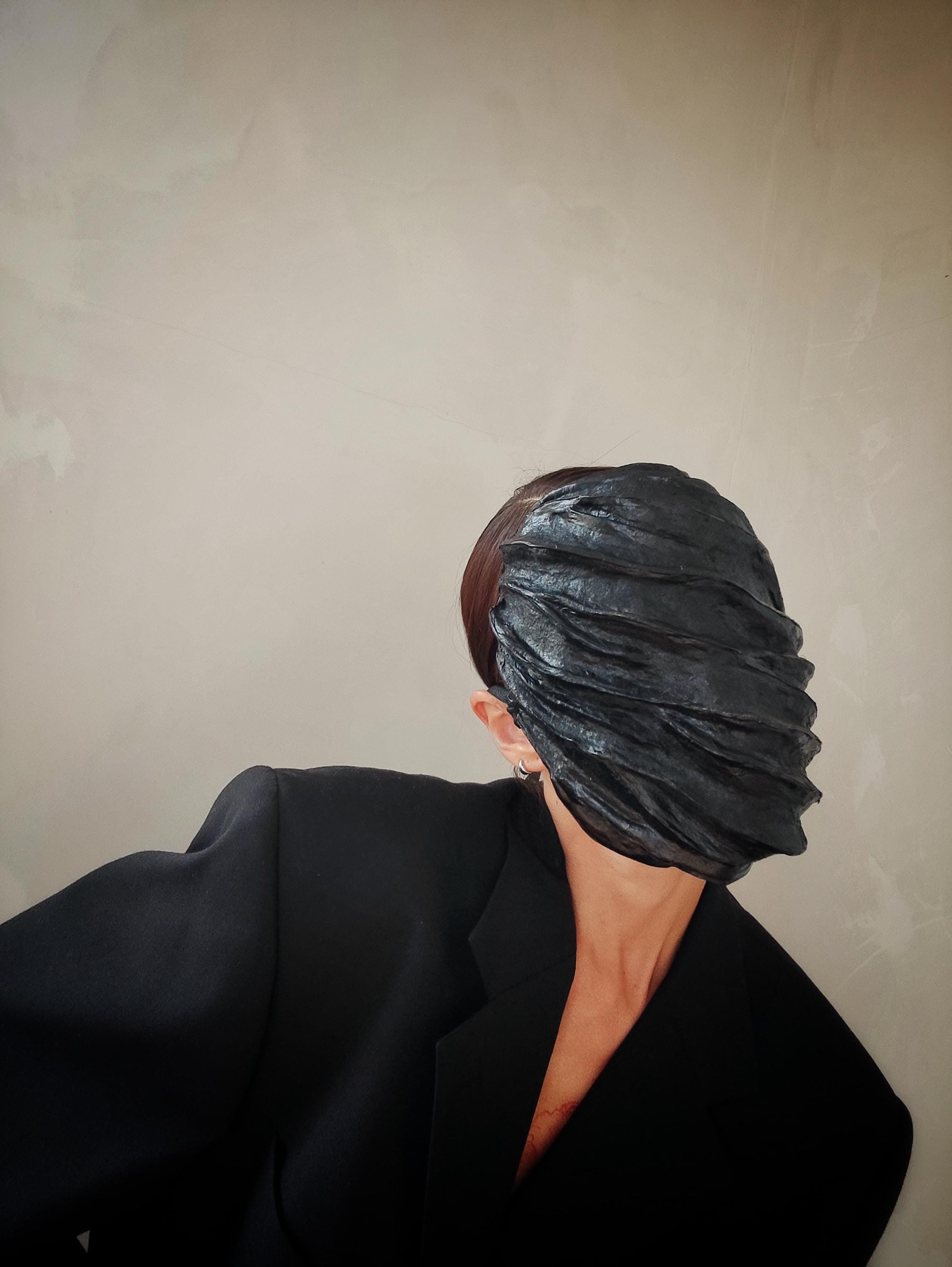 Black Halloween Horror Mask/ Blind Mask/ Full Face Mask/ Scary Mask ...