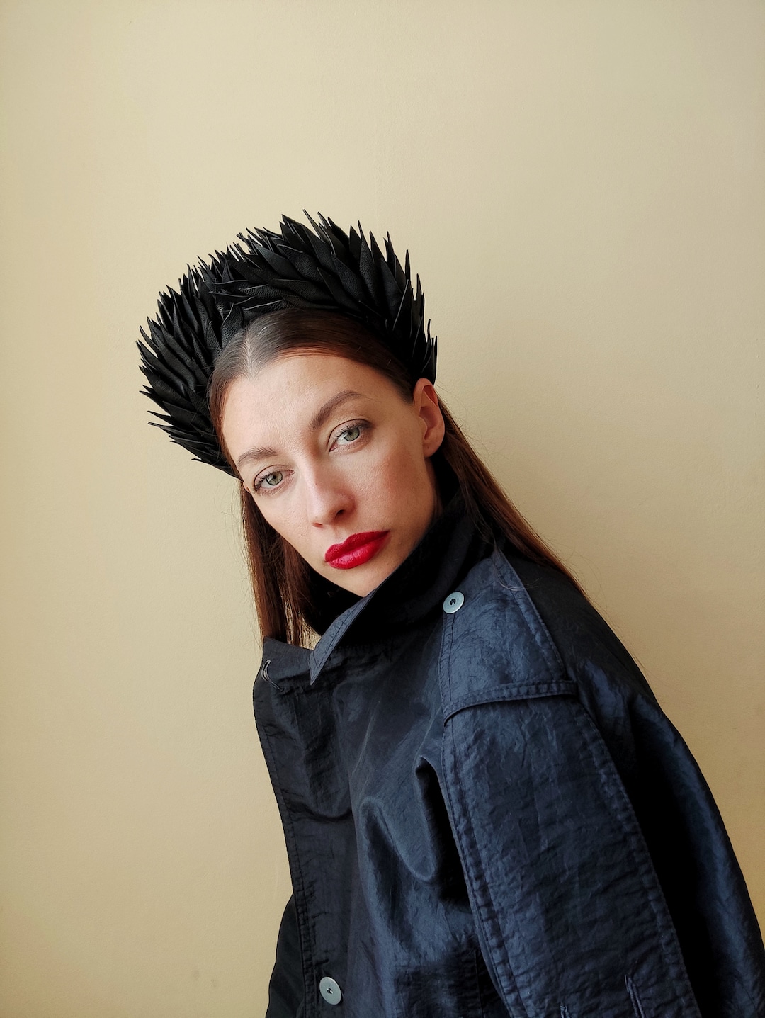Black Leather Crown in Gothic Style/ Crown for Halloween/ Crown of ...