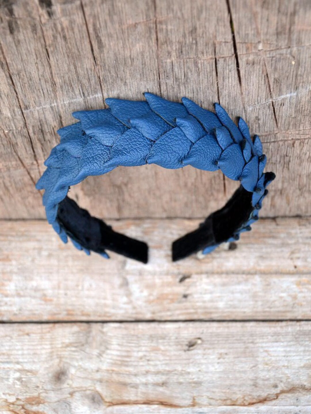 Leather Crown With Scales Gothic Style/blue Crown/leather Headpiece ...