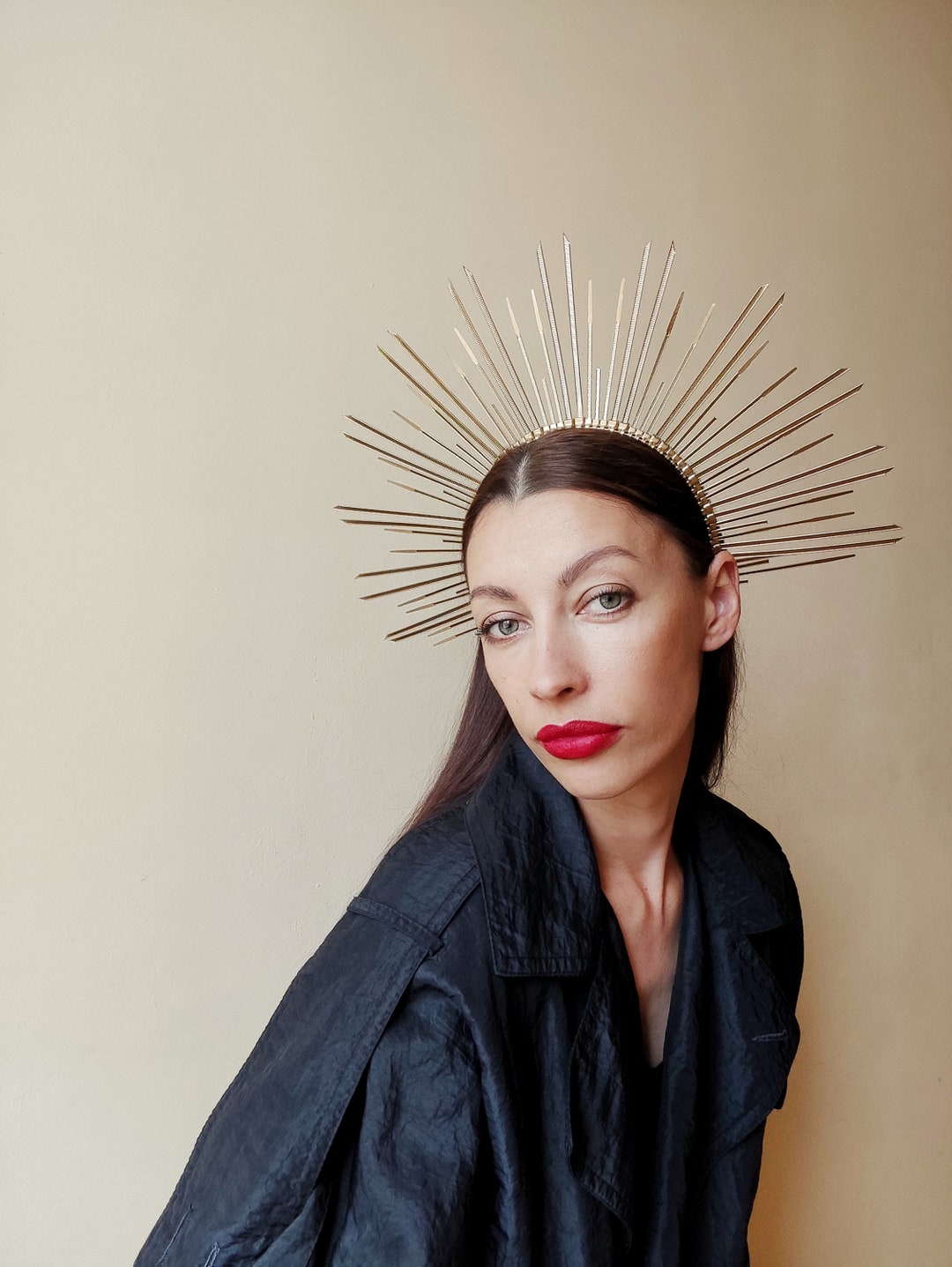 Gold Halo Crown/ Crown of Thorns/ Halo Headband/ Gothic Crown/ Party ...