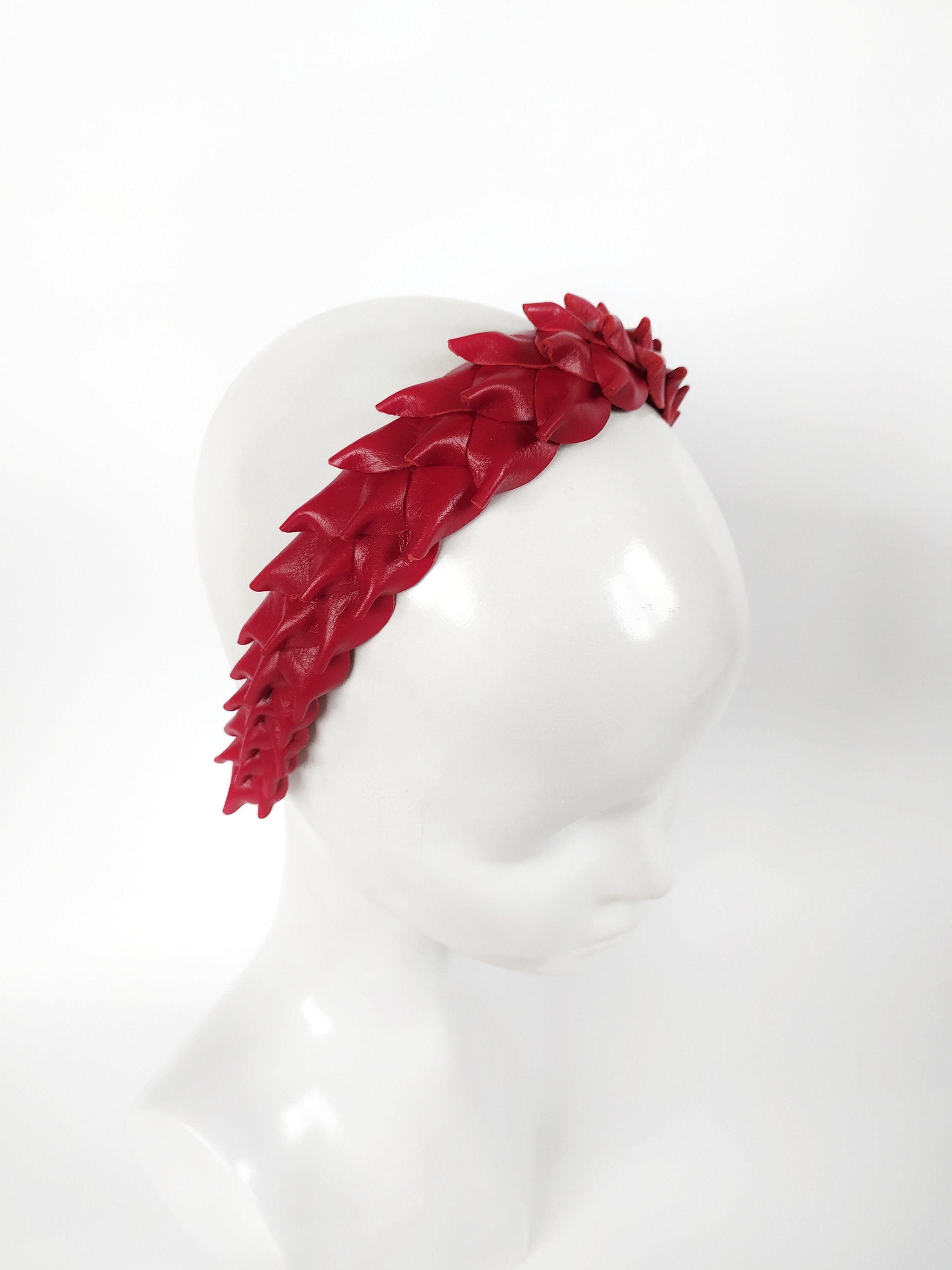Red Leather Headpiece With Scales Gothic Style/red - Etsy
