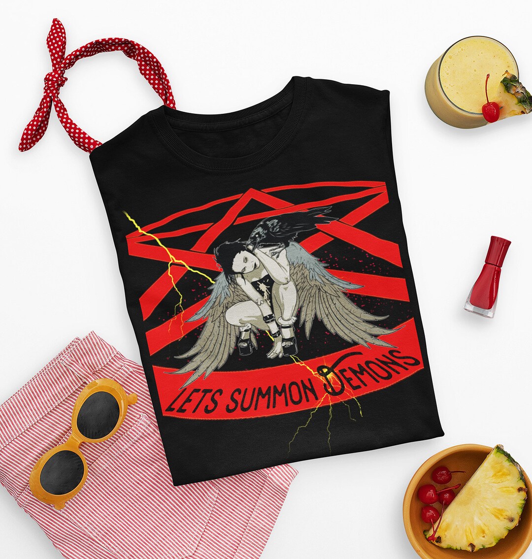 Let's Summon Demons Pentagram Shirt Satan Gifts for Devil Worship ...