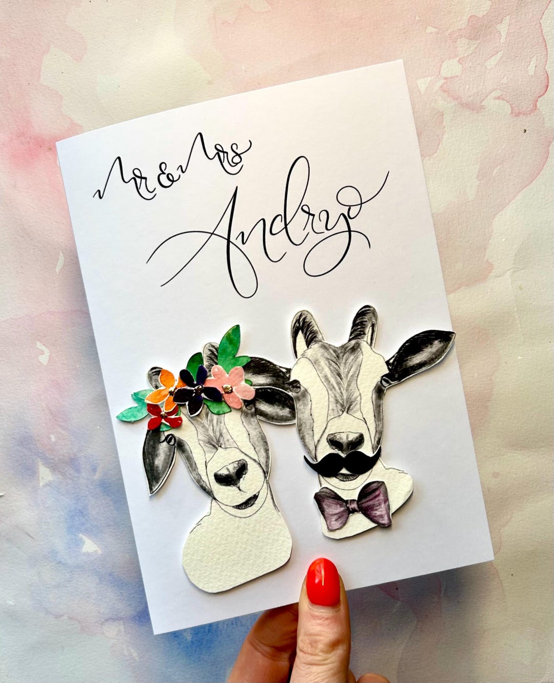 Goat Wedding Card | Farm Animal Wedding, Engagement Card | Goats ...