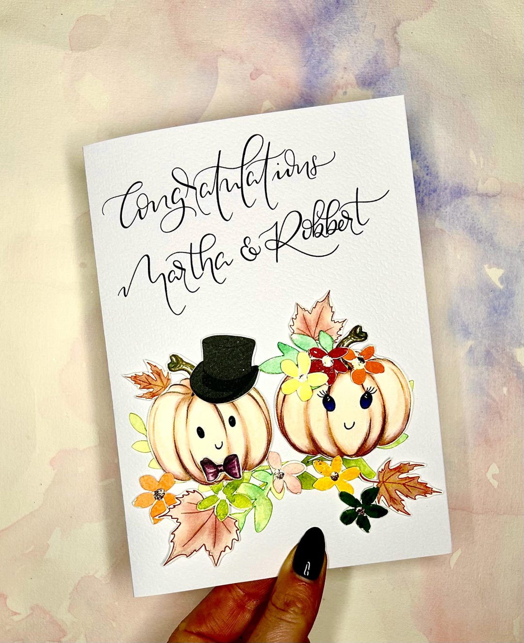 Pumpkin Themed Wedding, Engagement, Anniversary Card for Couple With ...