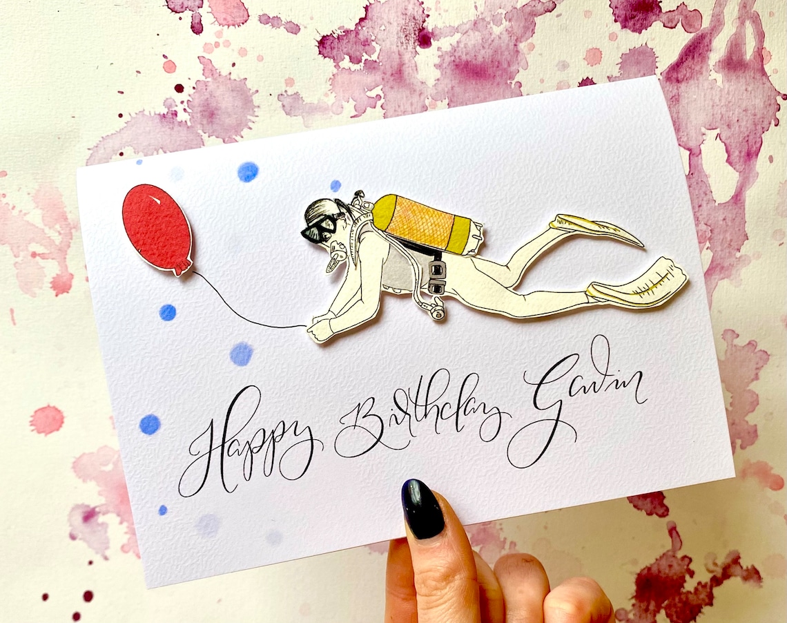 Scuba Diver Birthday Card | Open Water Diver | Personalised Message ...
