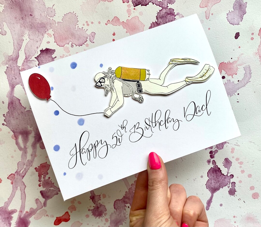 Scuba Diver Birthday Card | Open Water Diver | Personalised Message ...
