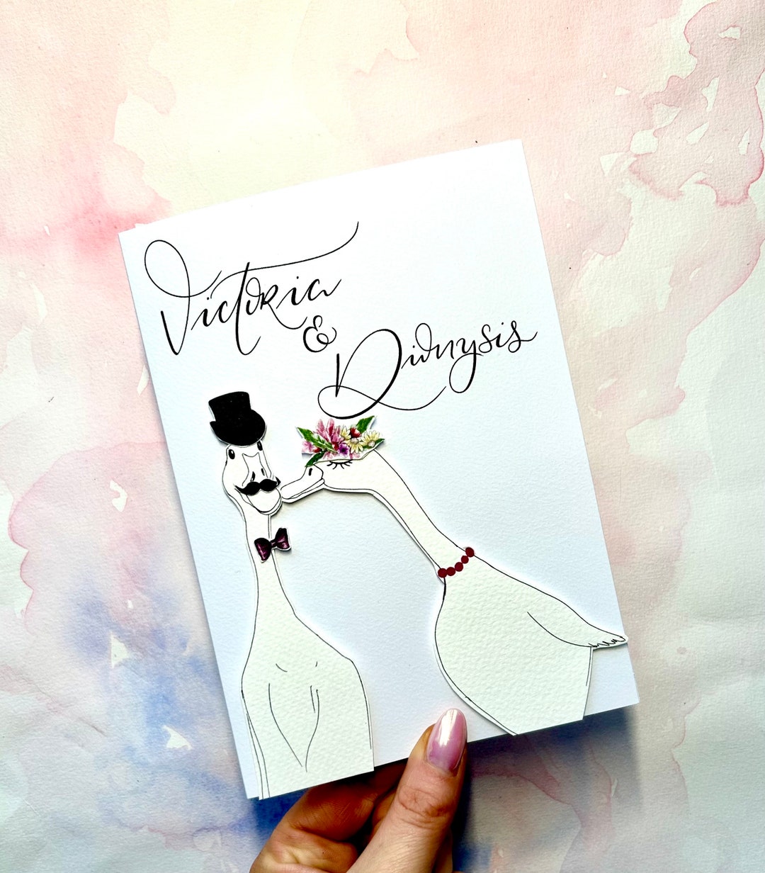 Geese/duck/ Goose Couple Card | Calligraphy Couple Names | Custom ...