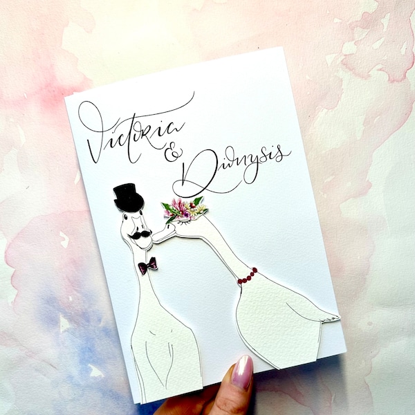 Wedding Card Goose - Etsy