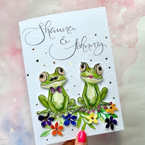 Frog Custom Card | Froggie Wedding Card | Personalised Calligraphy ...