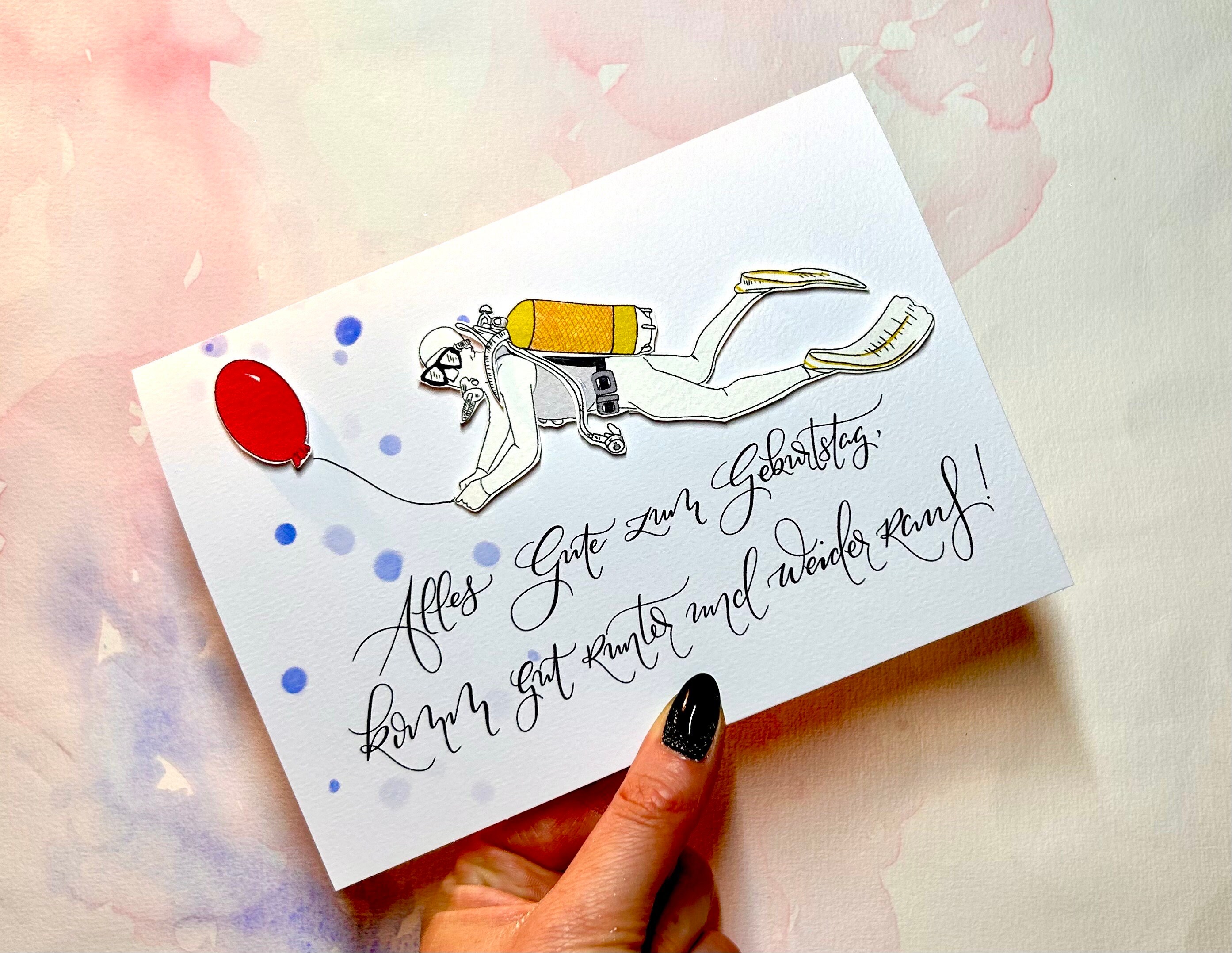 Scuba Diver Birthday Card | Open Water Diver | Personalised Message ...