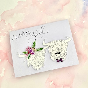 Highland Cow Wedding Card | Calligraphy Engagement Card - Etsy