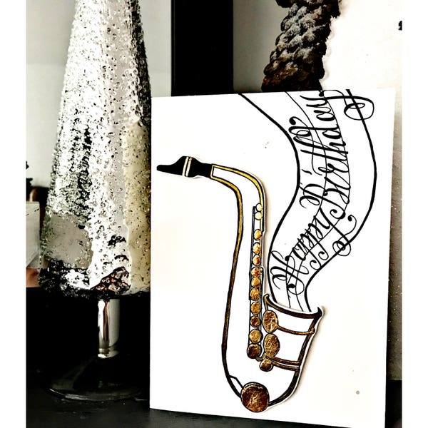 Saxophone Birthday Card - Etsy