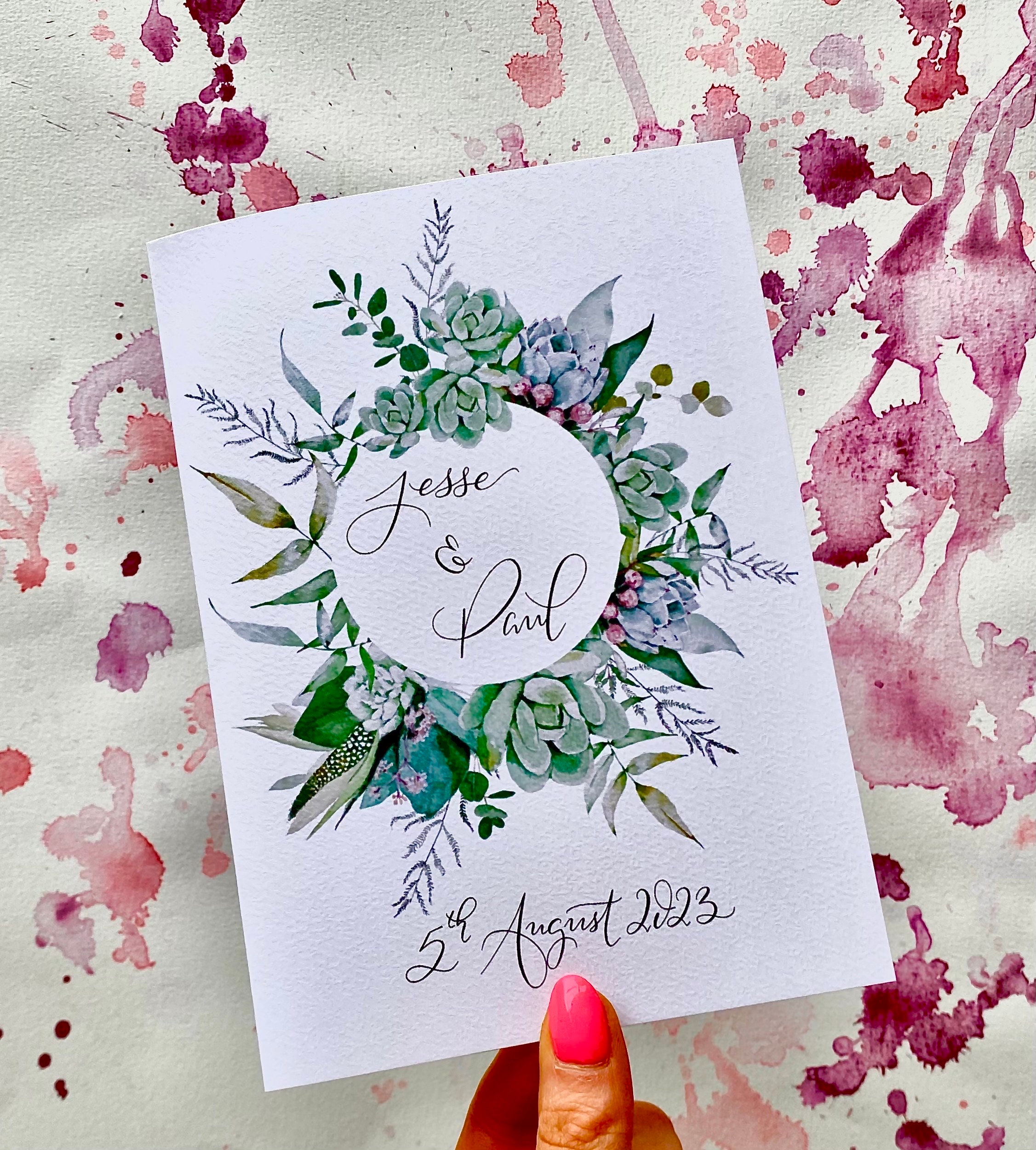 Personalized Calligraphy Wedding Card | Handmade Couple Name Keepsake ...