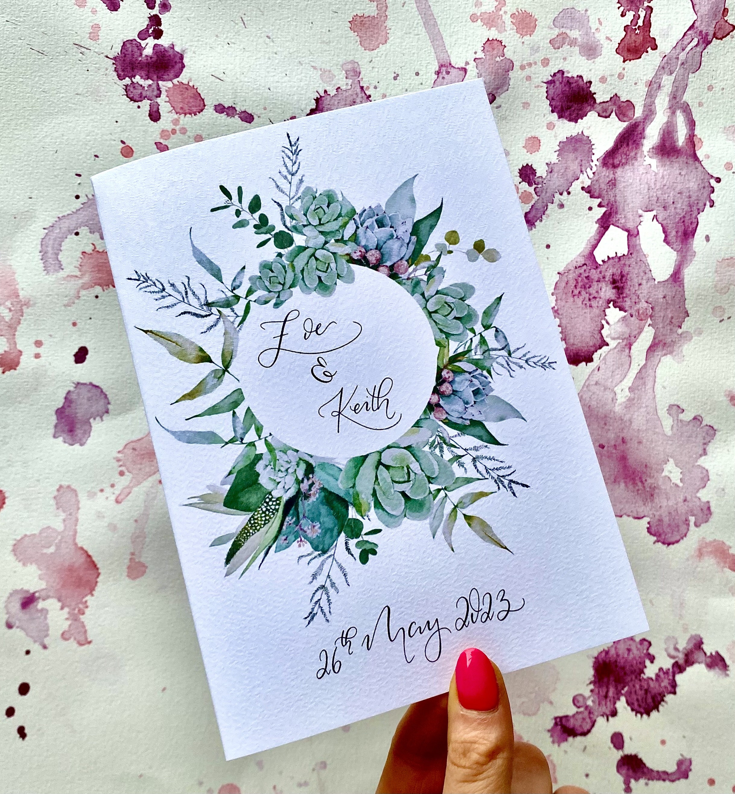 Personalized Calligraphy Wedding Card | Handmade Couple Name Keepsake ...