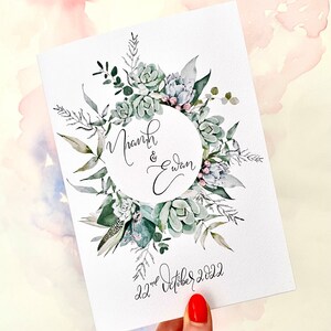 Personalized Calligraphy Wedding Card | Handmade Couple Name Keepsake ...