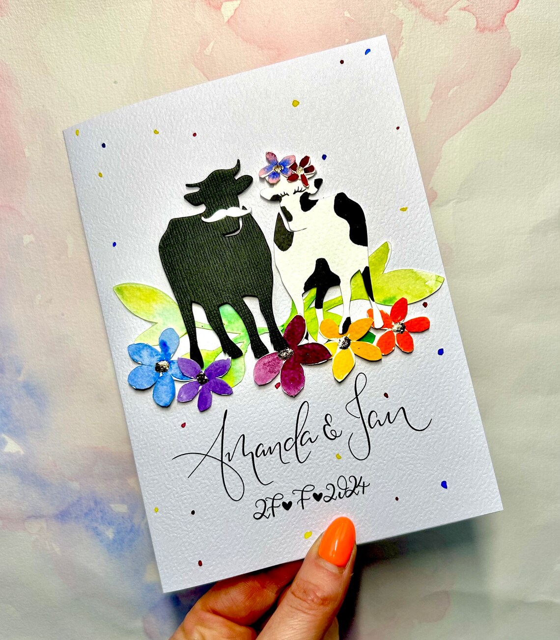 Personalized Cow Wedding Card | Farm Animal Engagement Card - Etsy