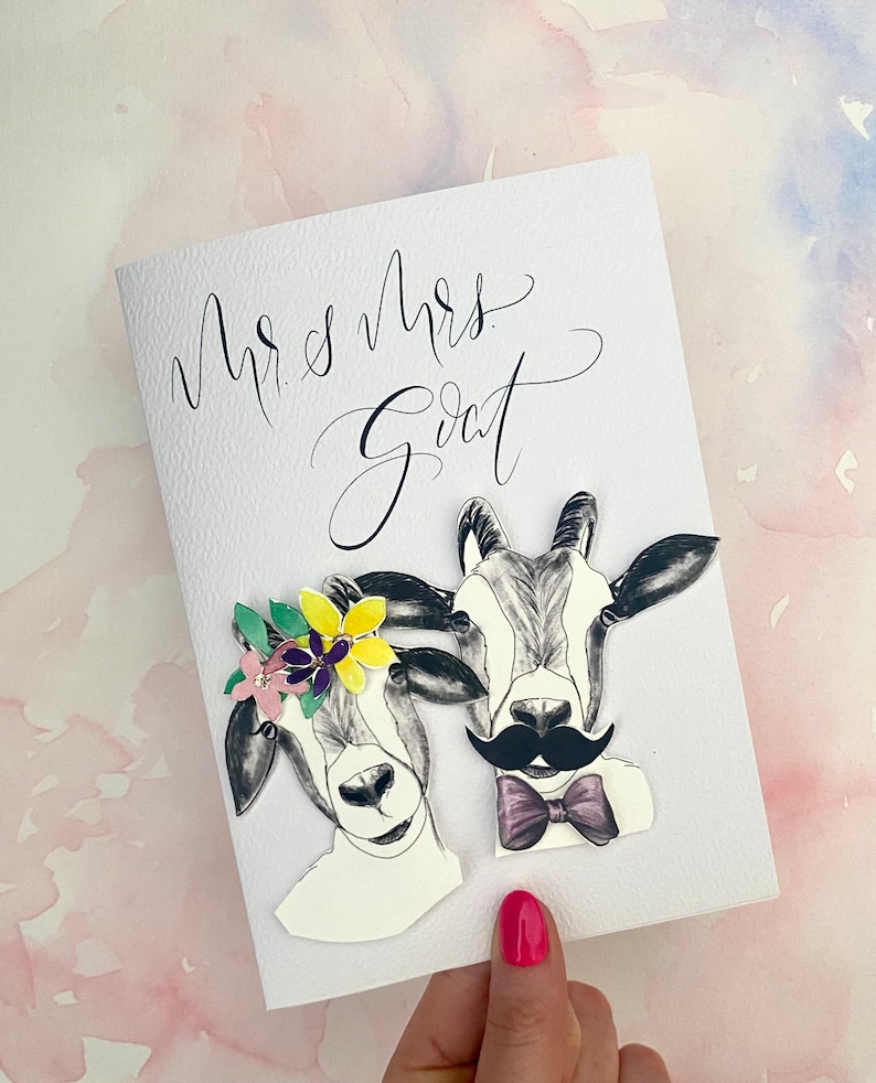 Goat Wedding Card | Farm Animal Wedding, Engagement Card | Goats ...