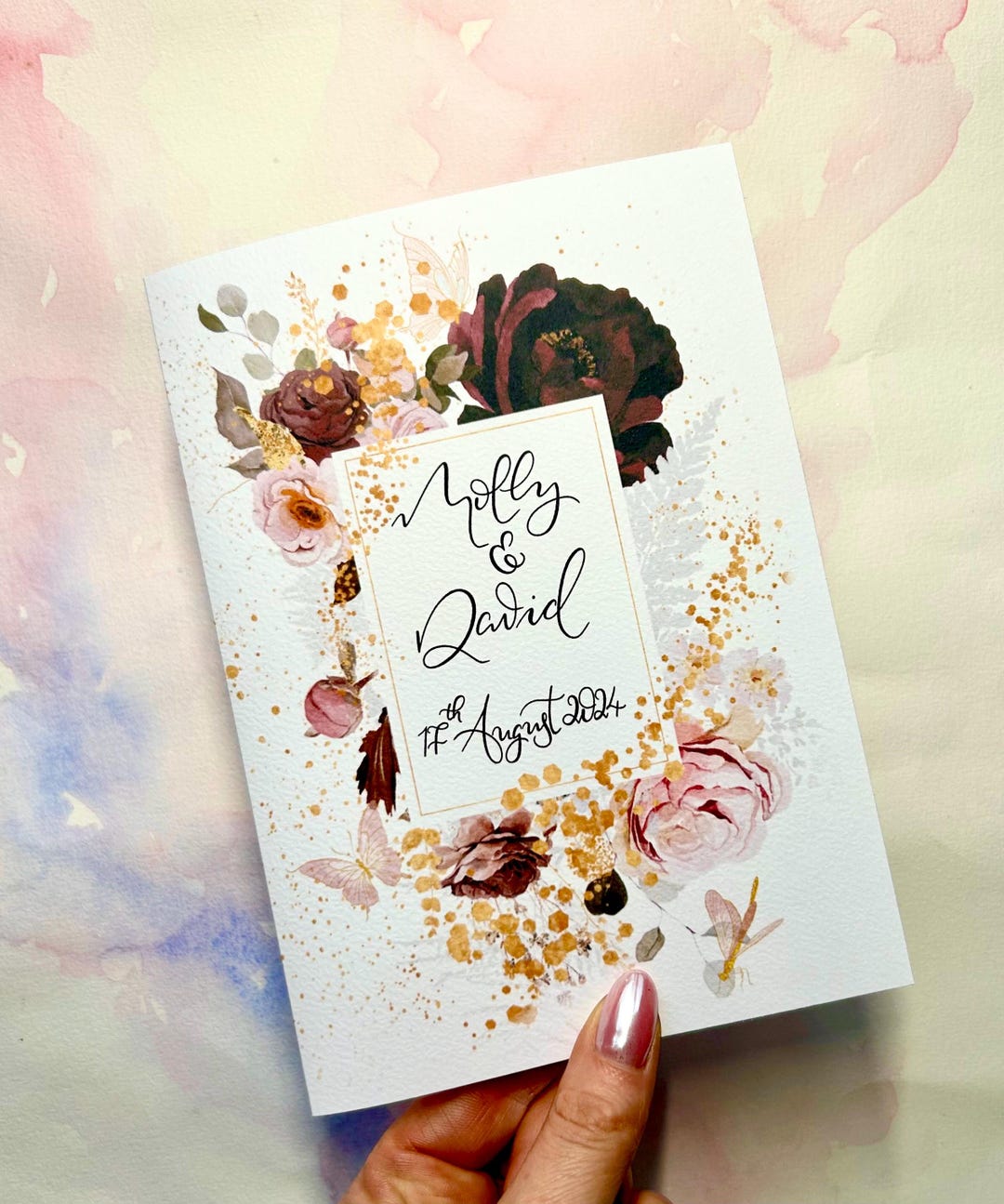 Wedding Card | Gold, Rose Gold Card, Classic Gold Personalised ...
