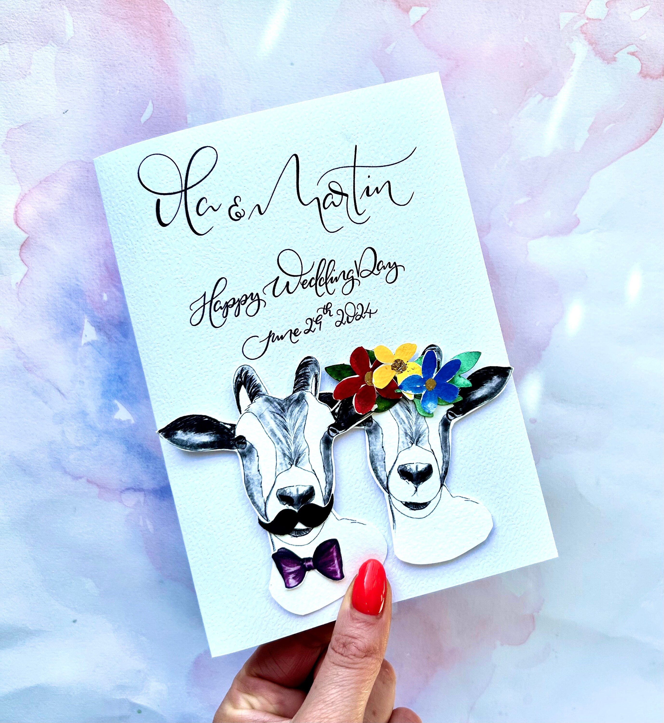 Goat Wedding Card | Farm Animal Wedding, Engagement Card | Goats ...