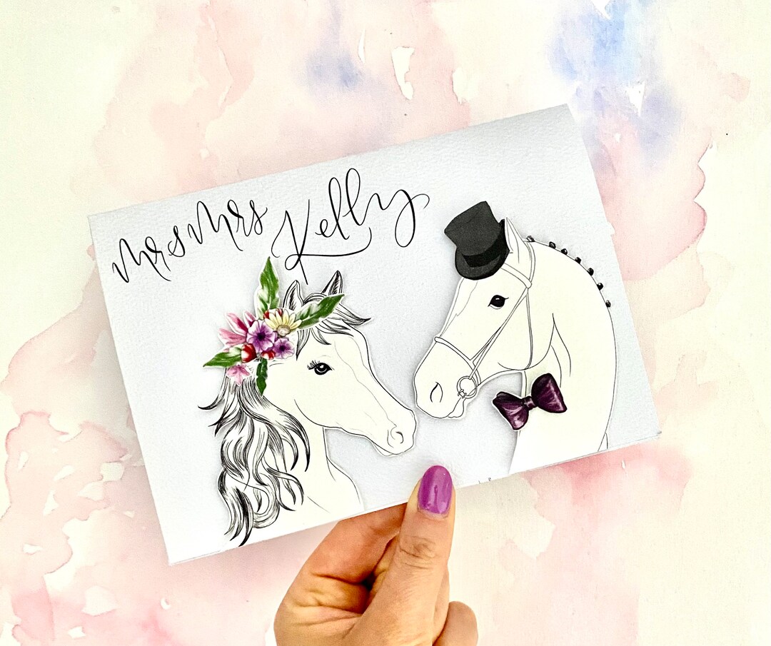 Personalised/custom Horse Wedding Card Horse Lover Custom Horse Card ...