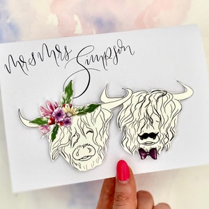 Highland Cow Wedding Card | Calligraphy Engagement Card - Etsy