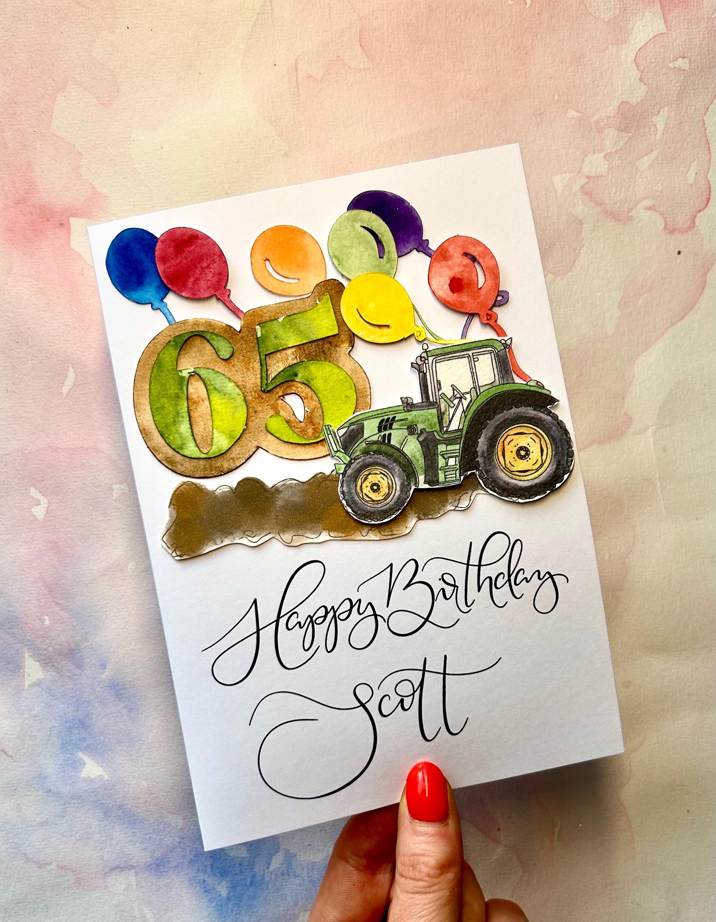 Personalized Tractor Birthday Card | Hand-drawn Calligraphy - Etsy