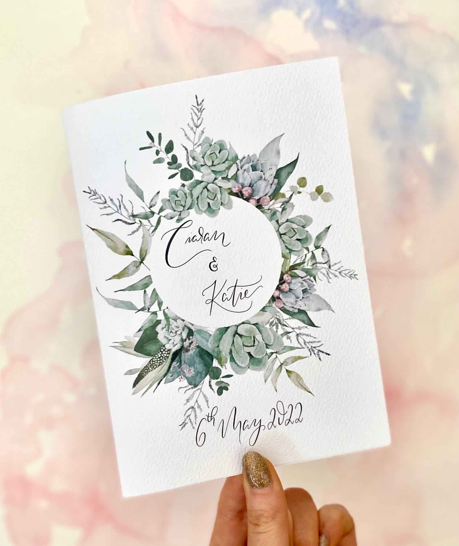 Personalized Calligraphy Wedding Card | Handmade Couple Name Keepsake ...