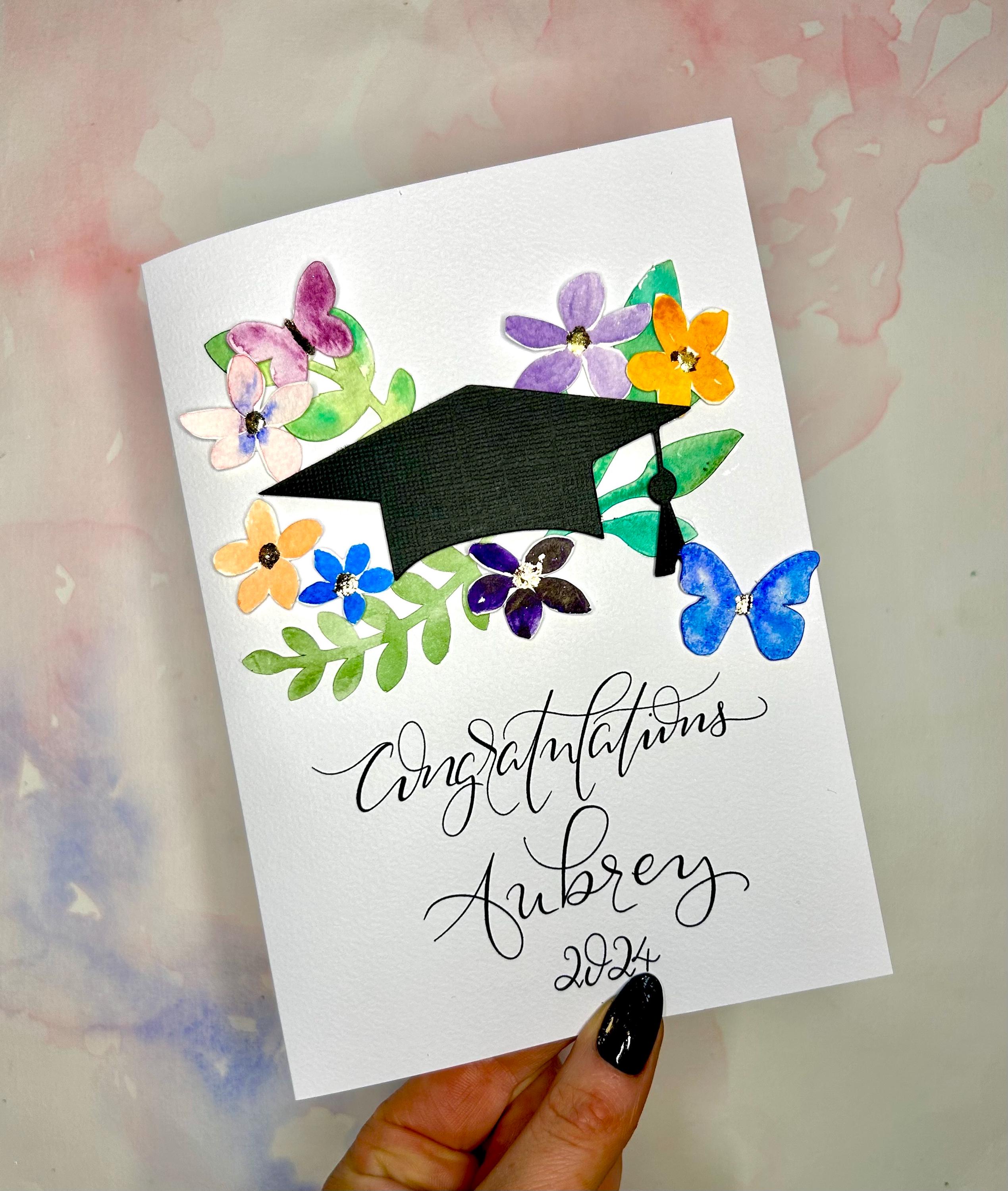 Personalized Graduation Card – Hand-calligraphy, Watercolor Flowers - Etsy