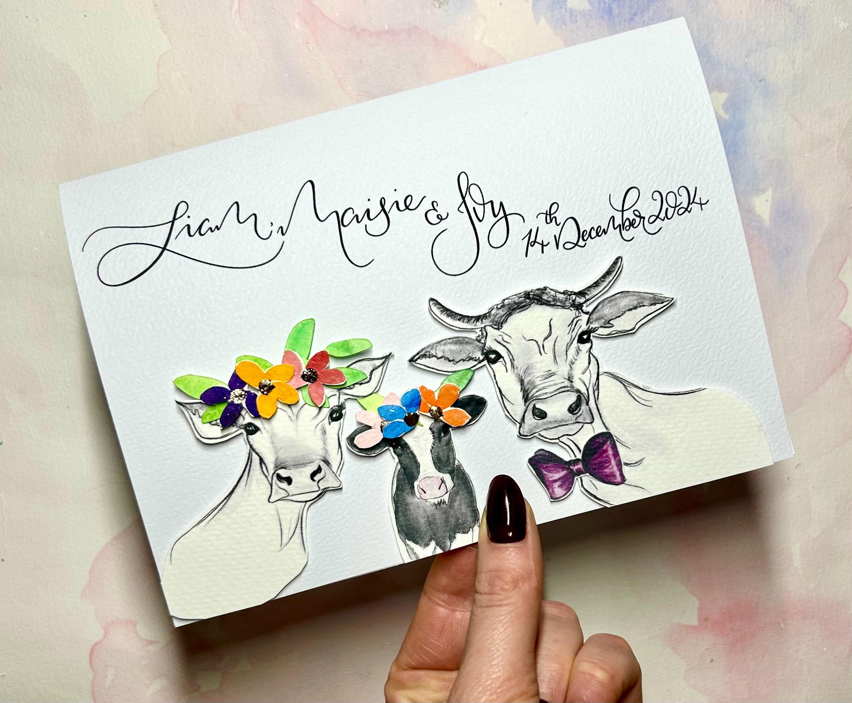 Personalised Cow Wedding Card | Cow Wedding Card | Personalised Farmer ...