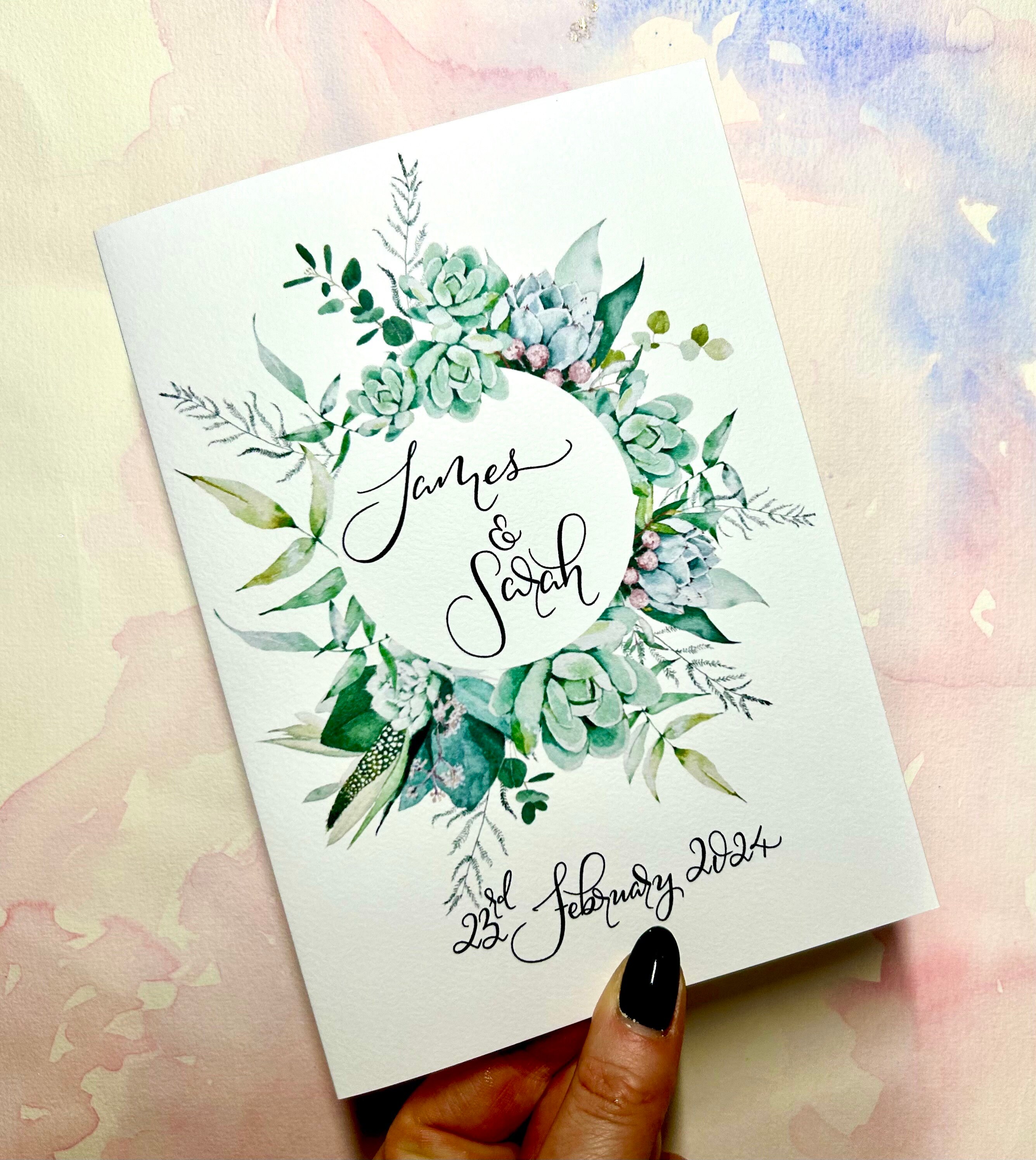 Personalized Calligraphy Wedding Card | Handmade Couple Name Keepsake ...