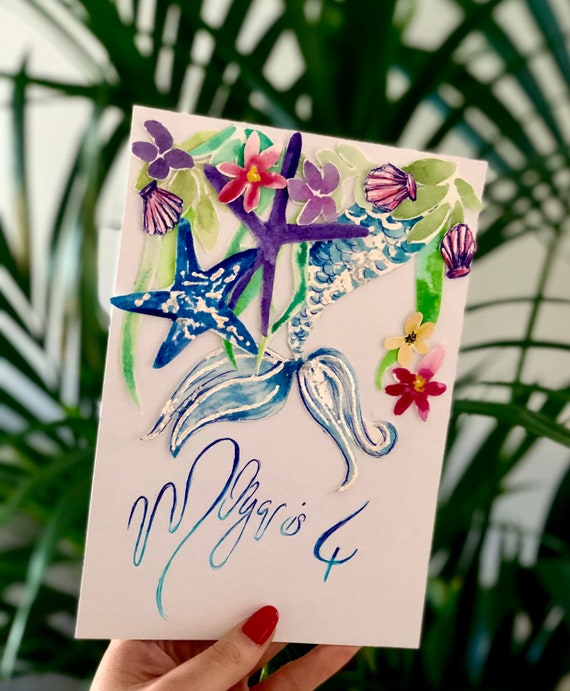 Personalised Mermaid Birthday Card | Etsy