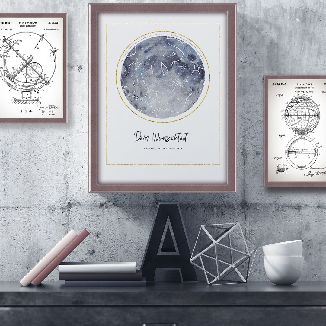 Elegant Starry Sky Poster A4 With Watercolor Background and Your ...