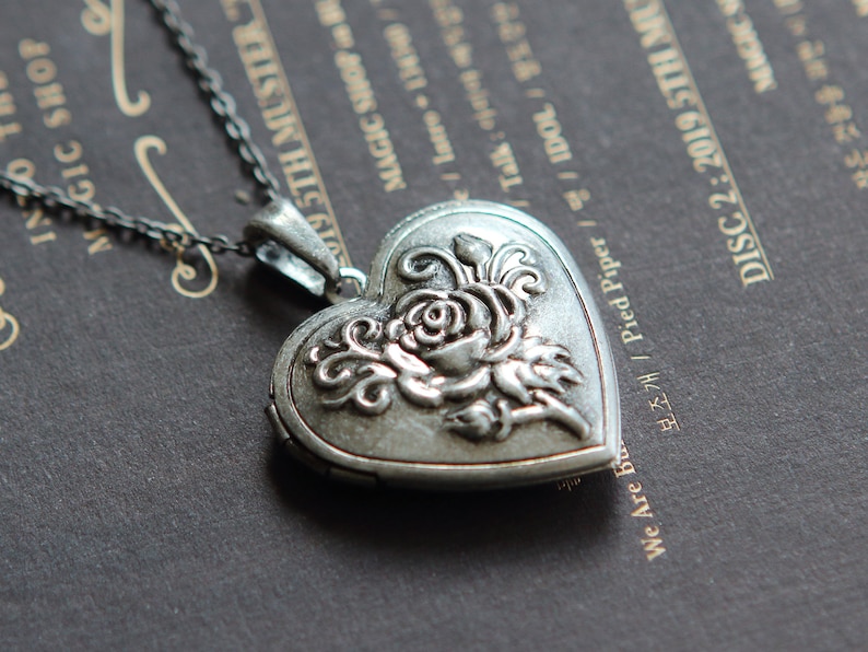 Mirror Vintage Rose Heart Locket Necklace Mirror Locket - Etsy