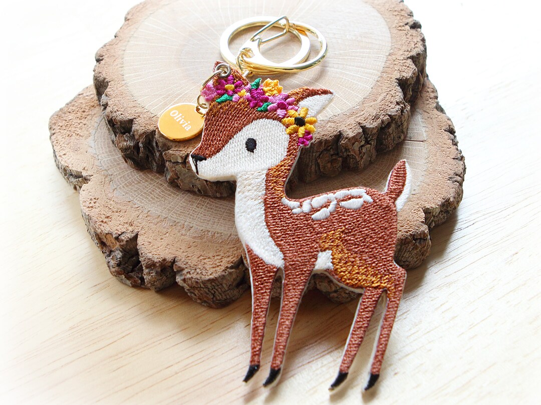 Deer Bambi Forest Friends Bag Charm | Cute Embroidery Patch Key Ring ...