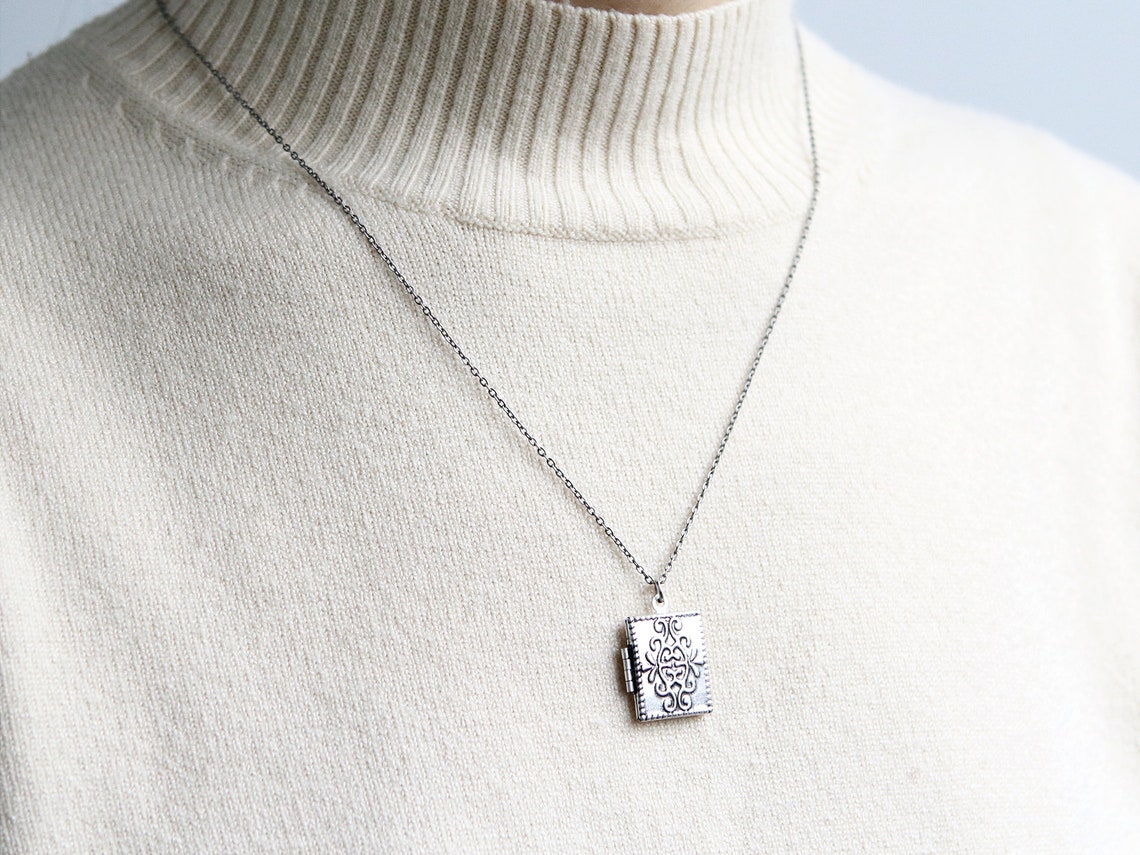 Antique Book Locket Necklace Book Student Gift Locket - Etsy