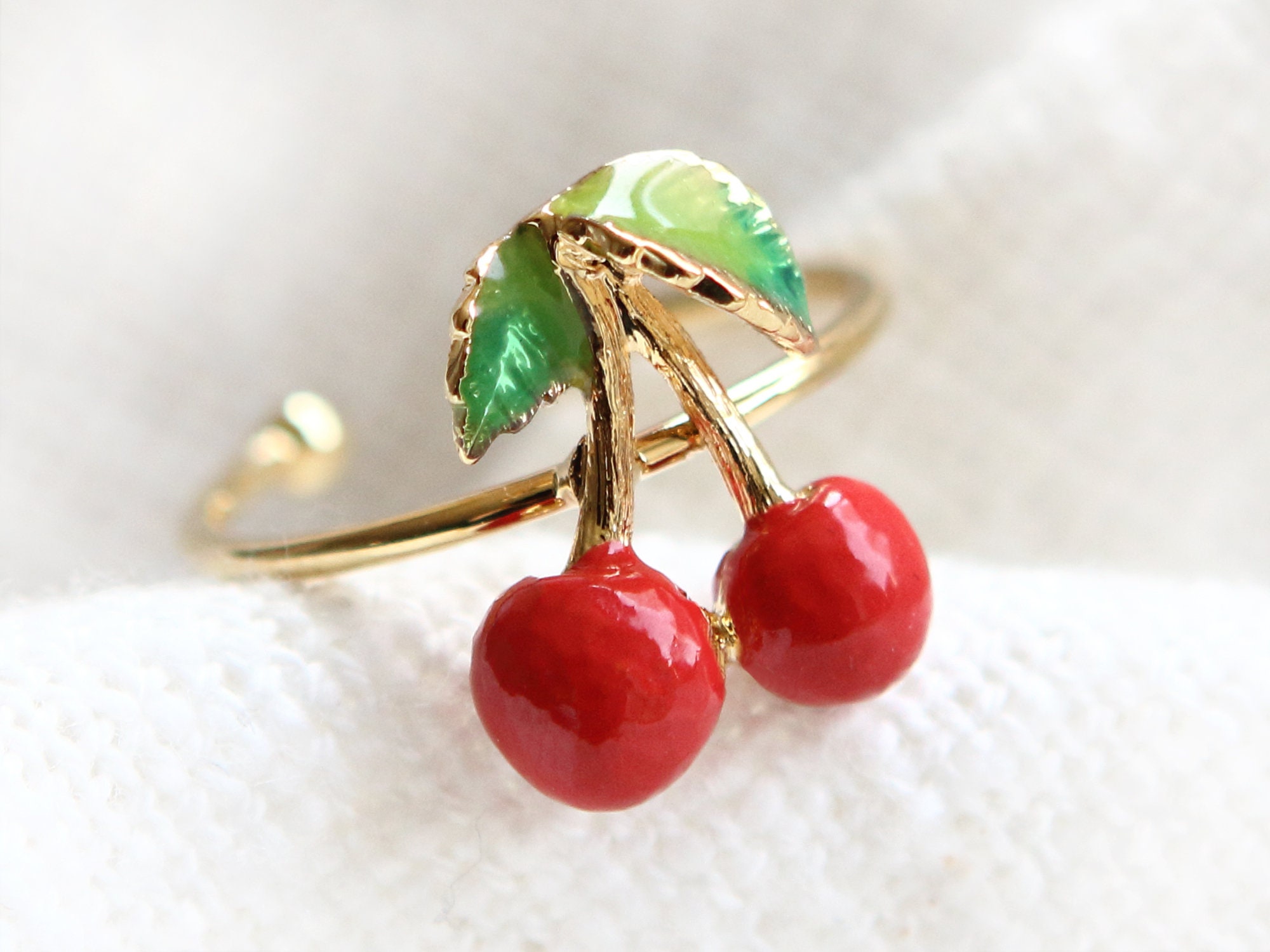 Cherry Adjustable Ring Fruit Ring Fruit Jewelry Rings for - Etsy